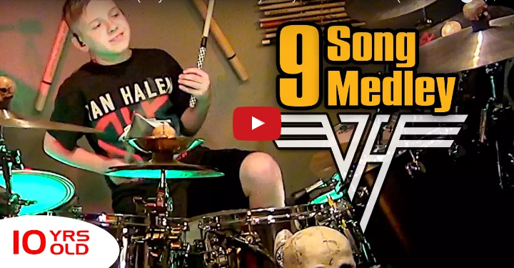 10-Year-Old Drummer Avery Molek Performs 9-Song Van Halen Medley